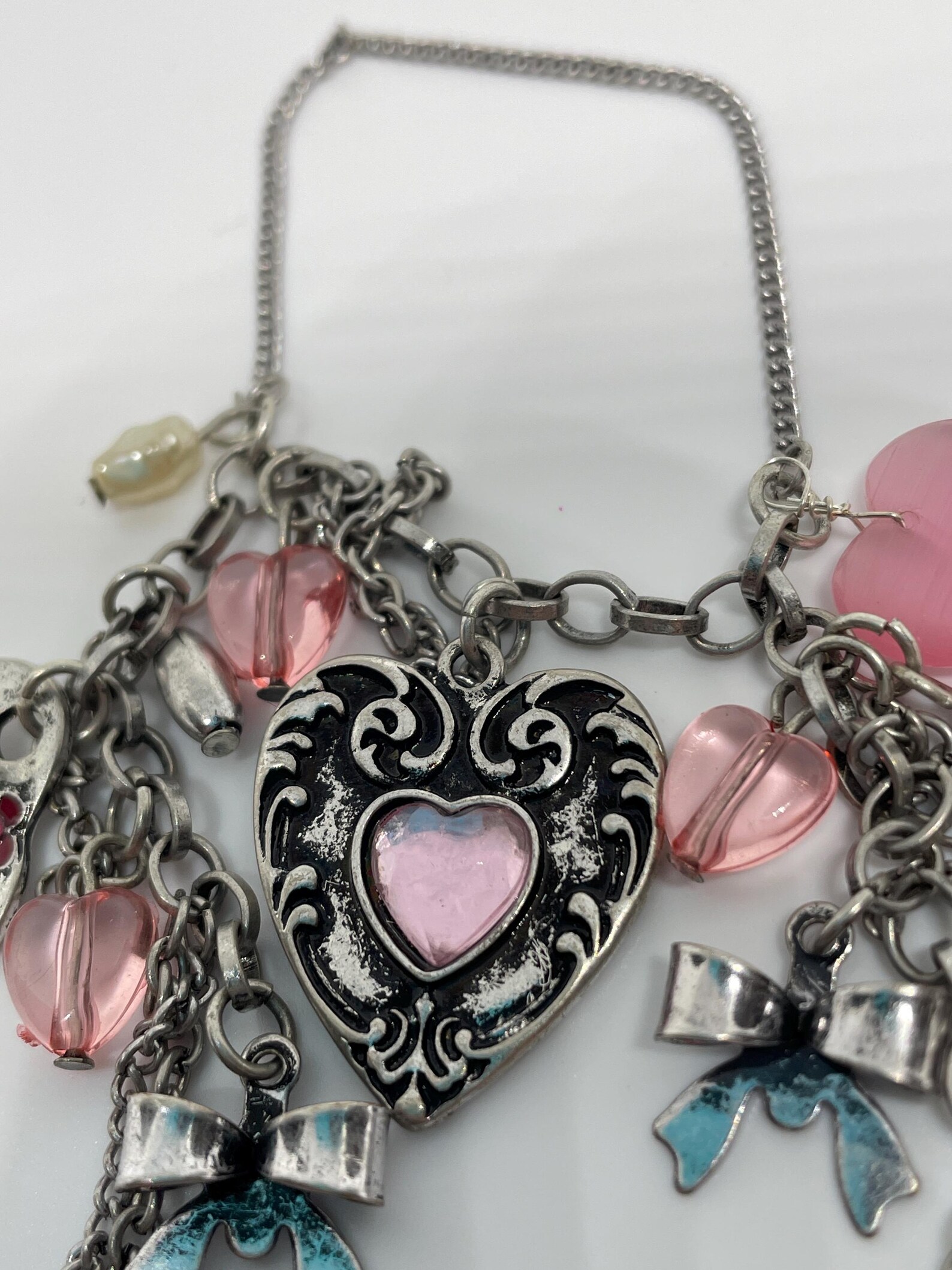 Charm Cluster of Pink Hearts and Beads - Etsy