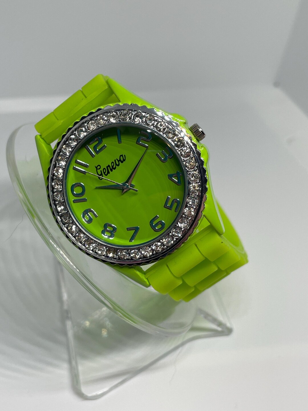 Lime Green Rhinestone Geneva Watch Vintage Y2K Fashion - Etsy