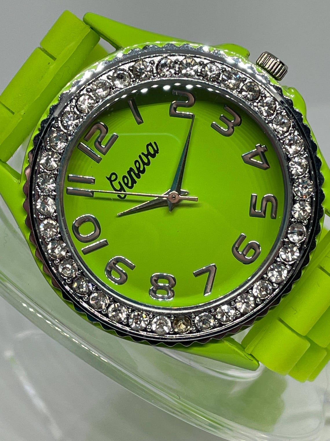 Lime Green Rhinestone Geneva Watch Vintage Y2K Fashion - Etsy