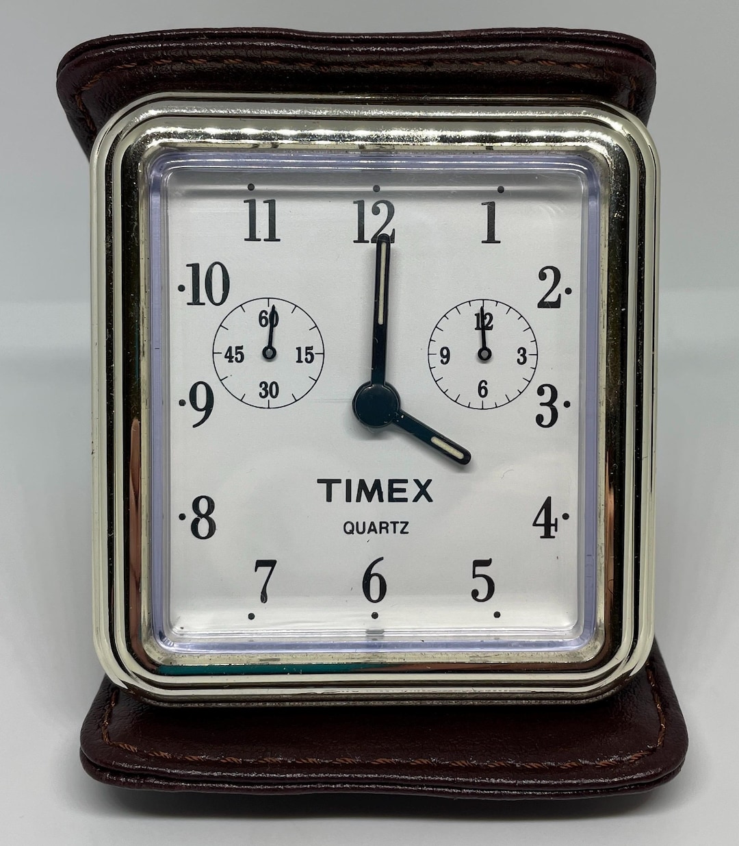Timex Quartz Vintage Travel Alarm Clock Leather Case Untested - Etsy