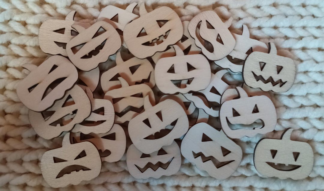 Wooden Pumpkin Buttons /scary Faces/ Halloween/ Harvest Fest ...