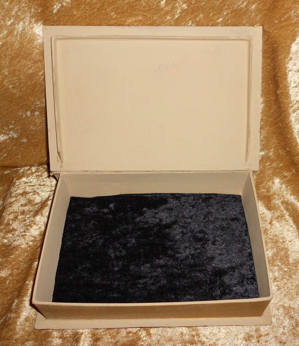 Hand Painted Paper Mache Book Box, Alter Supply Box, Secret Compartment ...