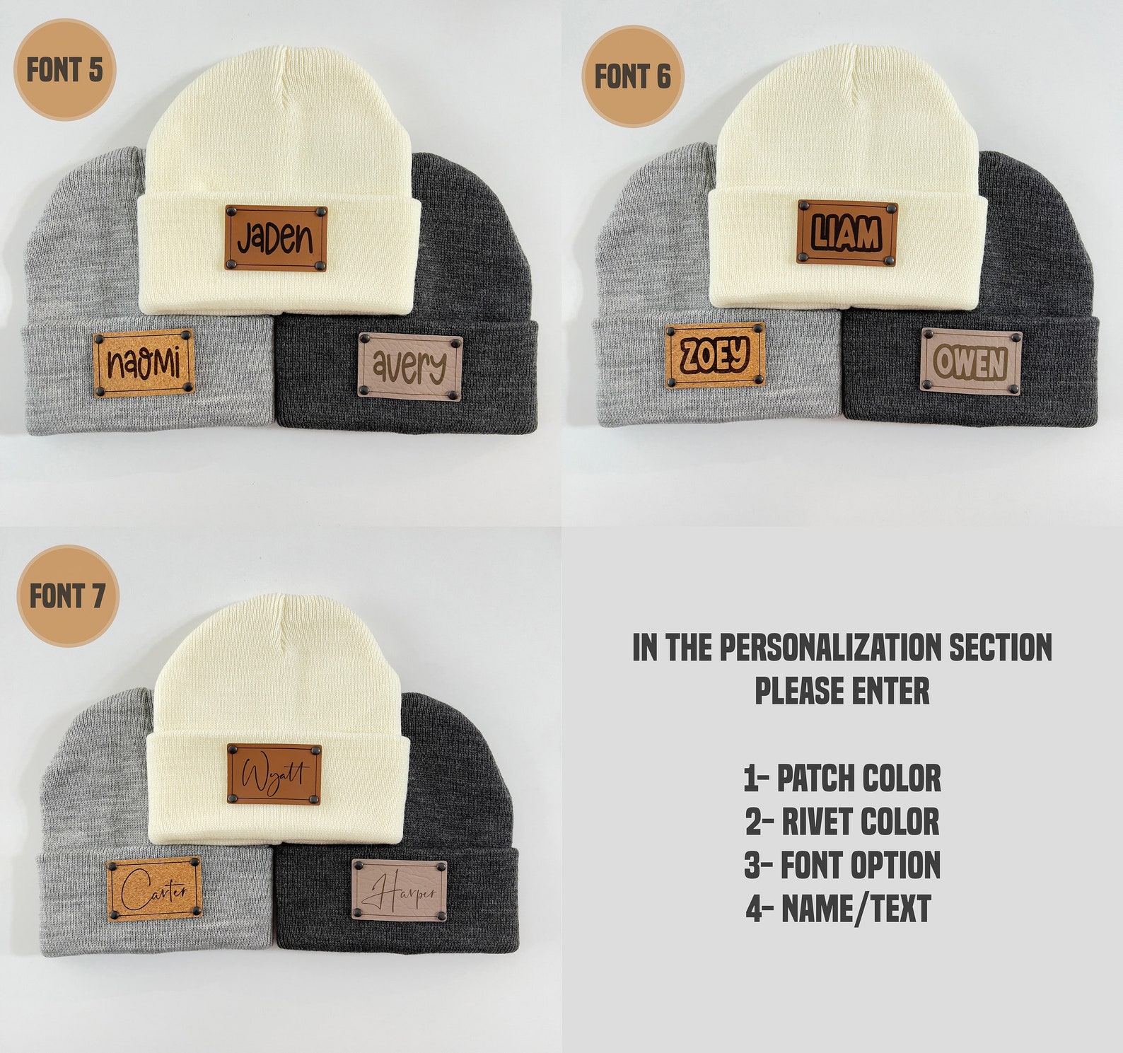 Leather Patch Beanies Personalized Baby Newborn Beanies - Etsy