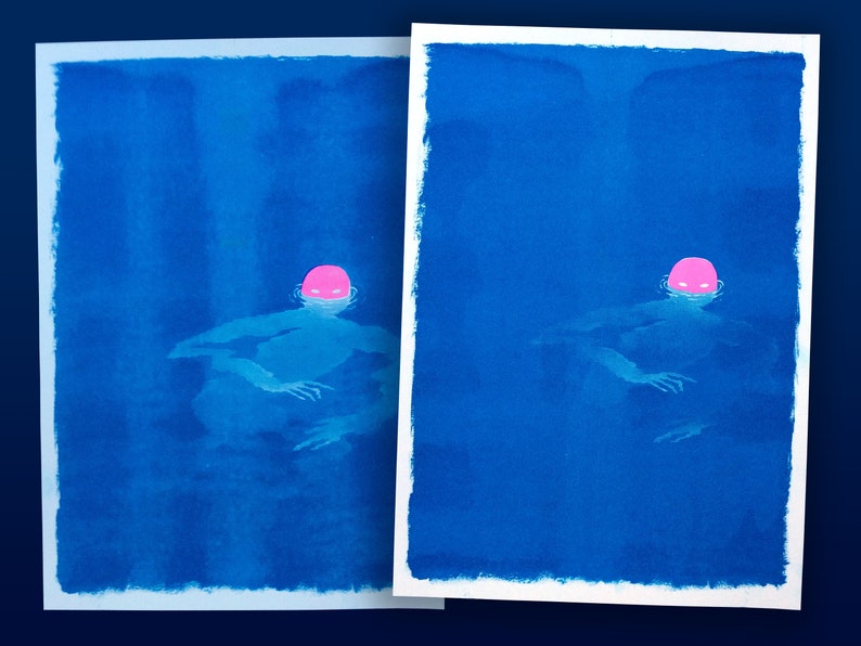 Swimmer A3 Riso Print | Etsy