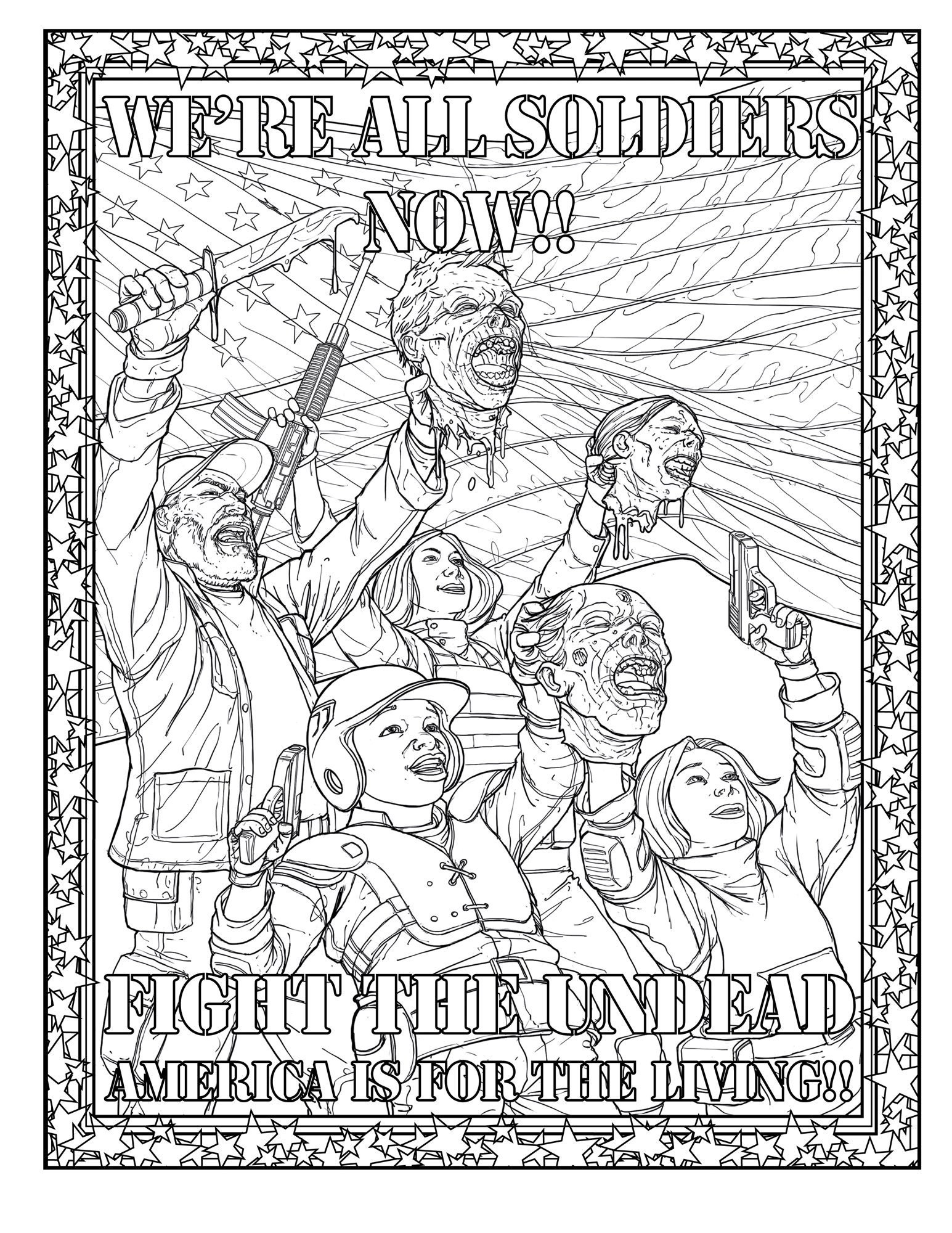 Zombie War Propaganda Poster Coloring Image 8.5 Inches X 11 Inches - Etsy