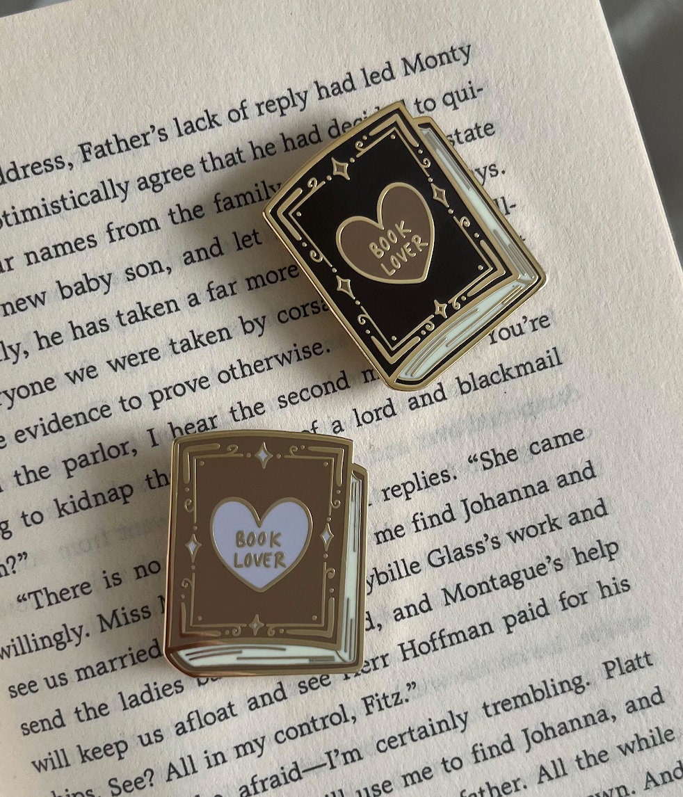 Book Lover Enamel Pin (reader, Bookish, Neutral, Aesthetic, Brown ...