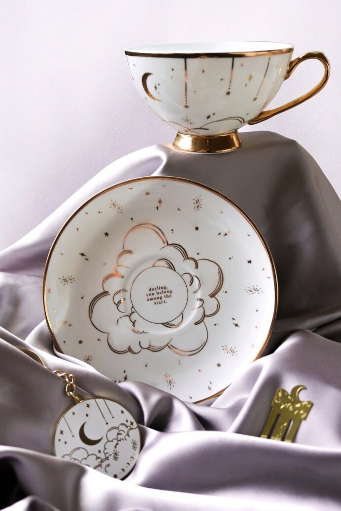 ASTERIA COLLECTION Moon & Stars: Teacup and Saucer Set - Etsy