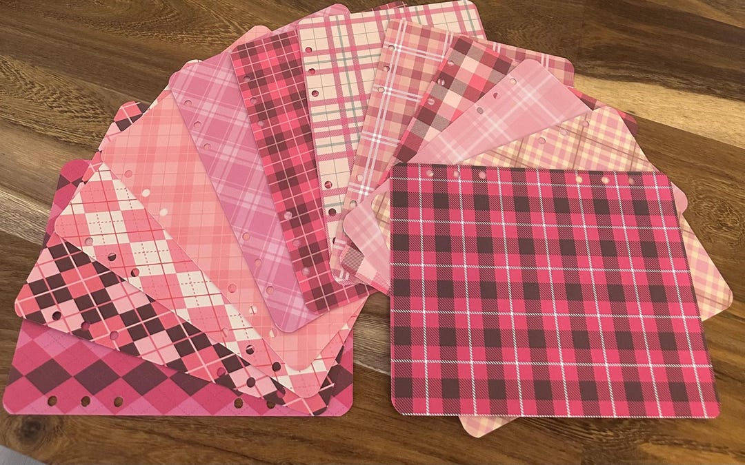 A5 Pink Plaid - Double Sided Dashboard - Handcut - Etsy