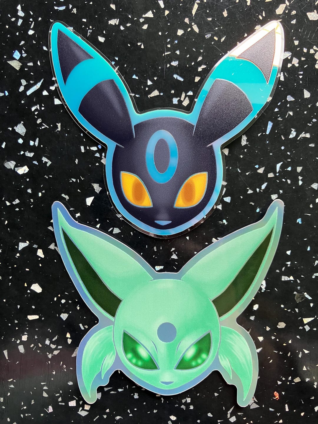 Shiny Umbreon Espeon Holographic Glow in the Dark Stickers - Etsy