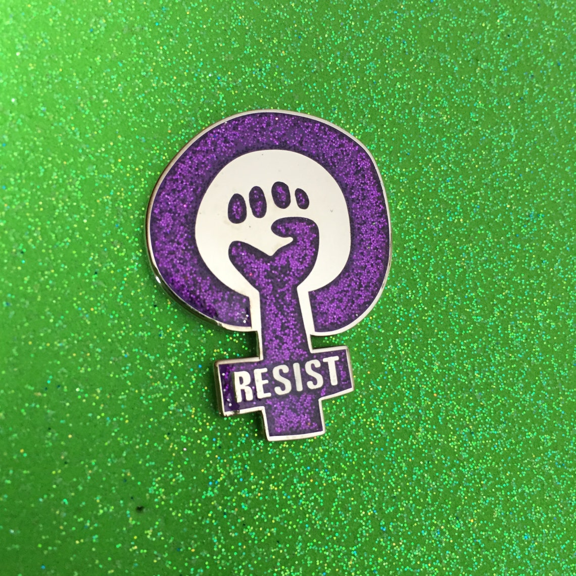 RESIST GLITTER Enamel Pin - Etsy