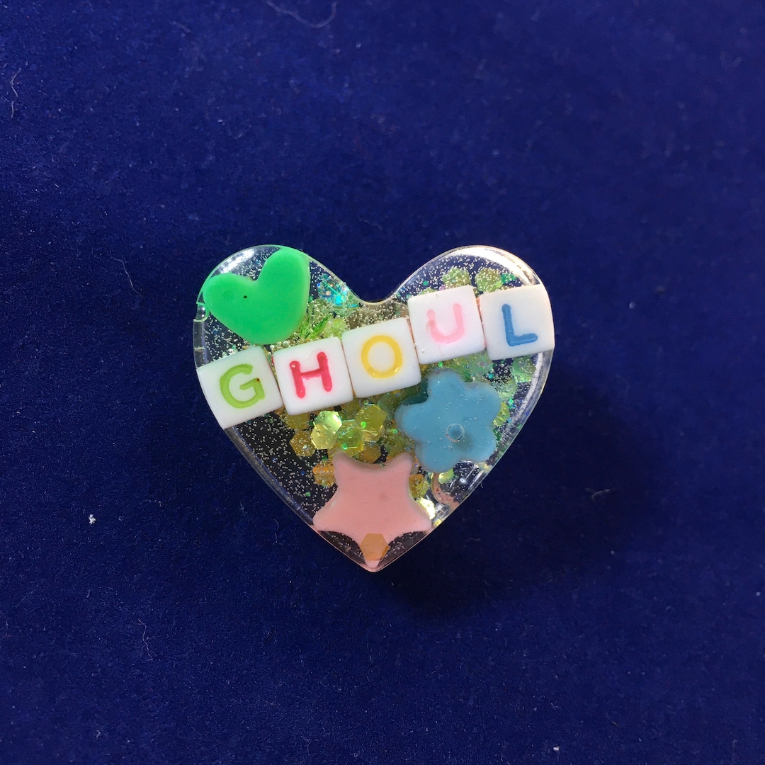 GHOUL Heart Pin Handmade With Beads and Glitter - Etsy
