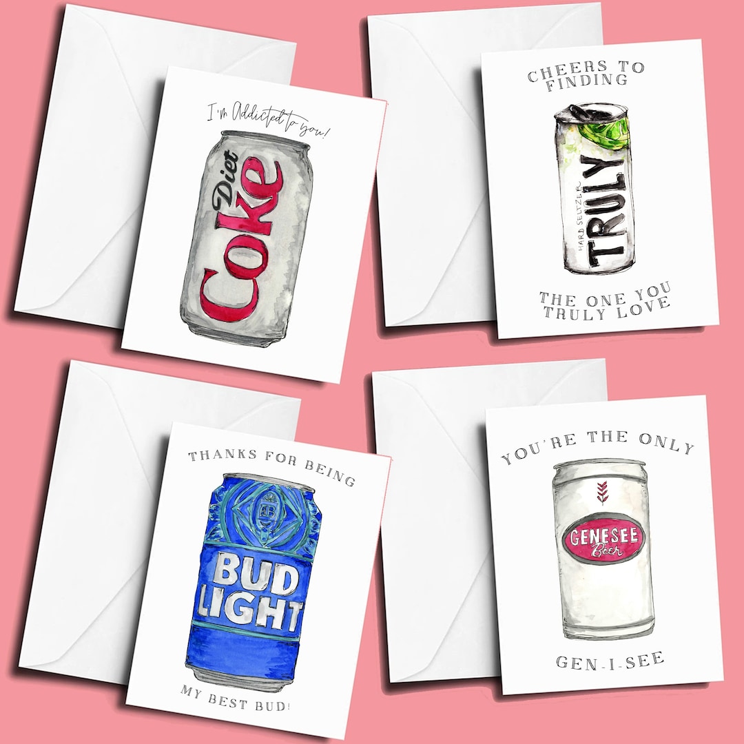 Beer and Soda Can Greeting Cards - Etsy