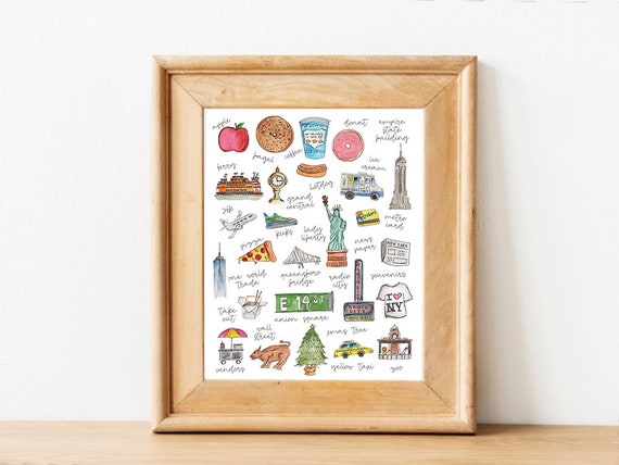 NYC Alphabet/abc Watercolor Illustration Poster | Etsy