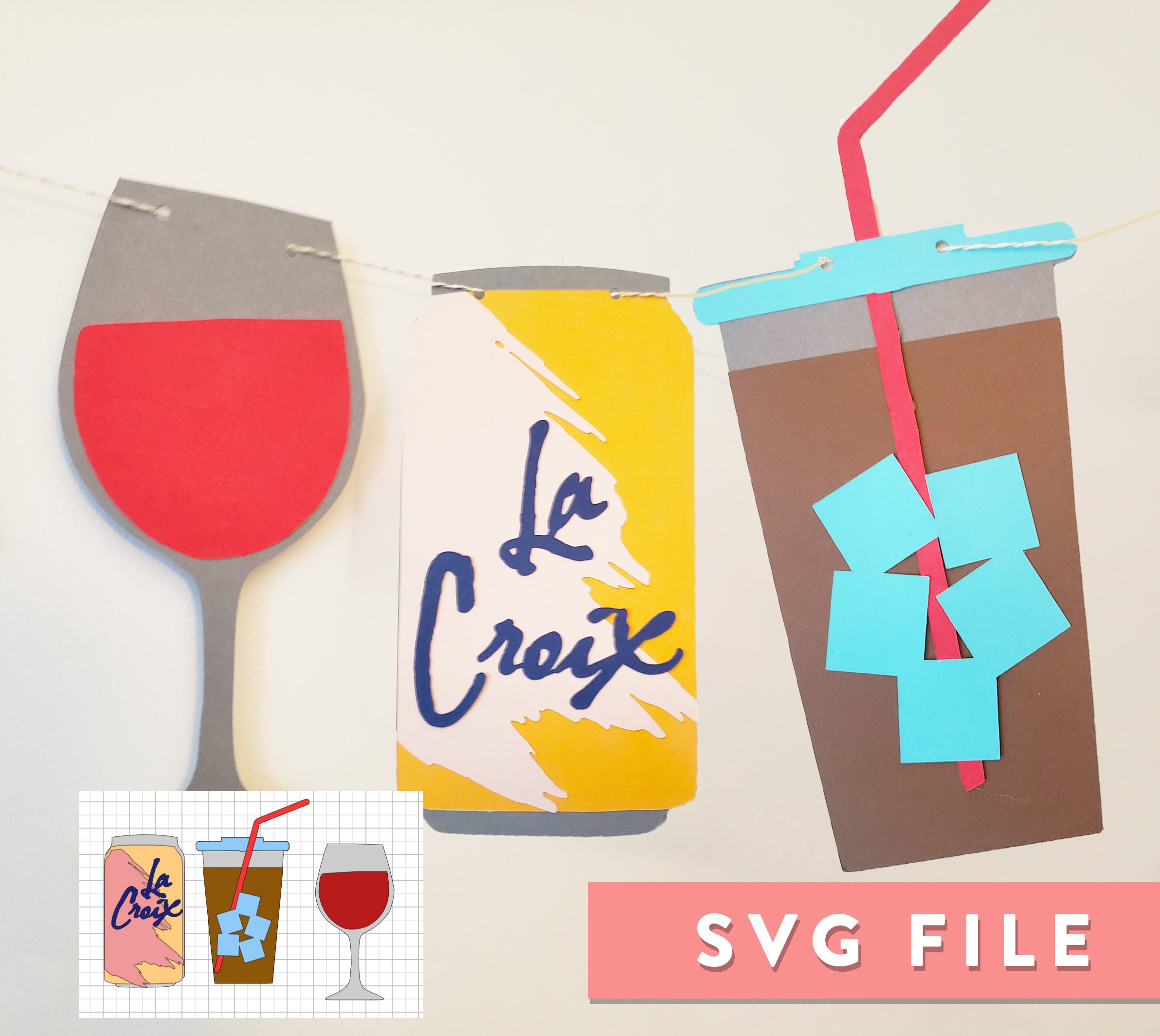 SVG File: Basic Girl Beverage Props Banner Package | Etsy