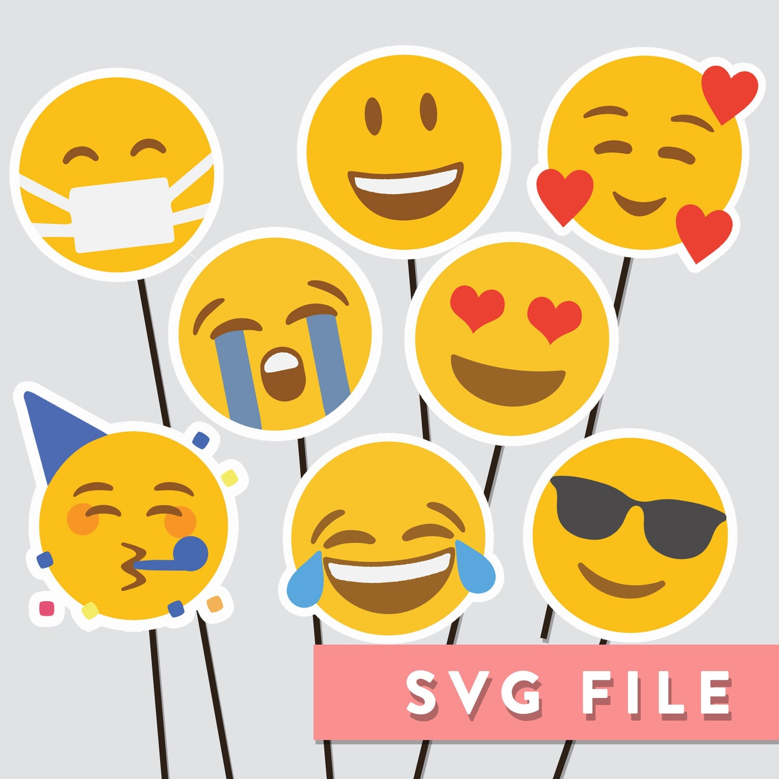 SVG File: Layered Emoji Photo Booth Props Cake Toppers - Etsy