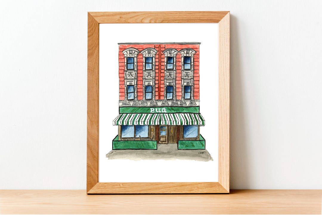 Watercolor Illustration Print:bua Bar, NYC - Etsy