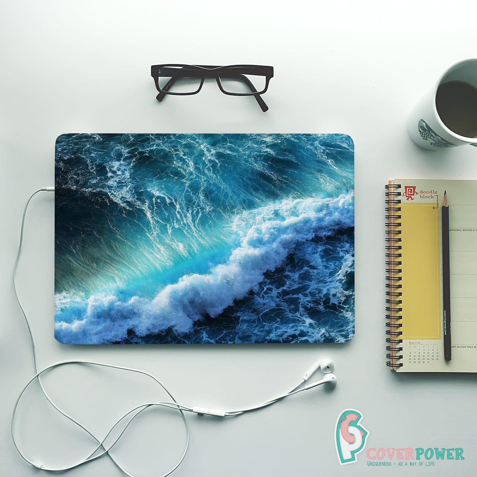 Ocean Laptop Skin Decal Cover Sea Wave Notebook Vinyl Decal Dell Hp ...
