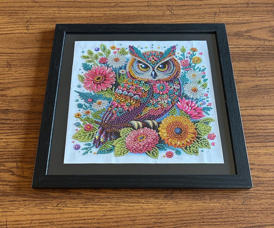 Owl Floral Design / Completed Diamond Painting Wall Hanging Art - Etsy