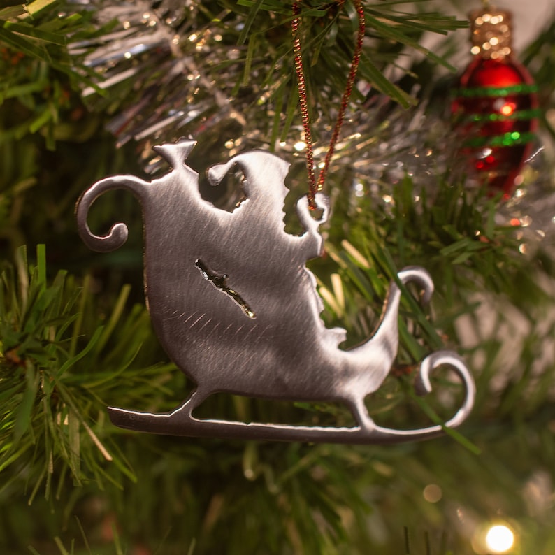 Metal Christmas Ornament Santa Claus Sleigh Santa's - Etsy