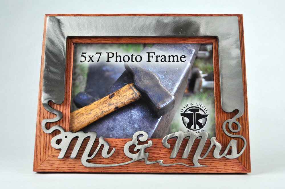 Picture Frame Mr and Mrs 5x7 Frame Wood and Metal Wedding | Etsy