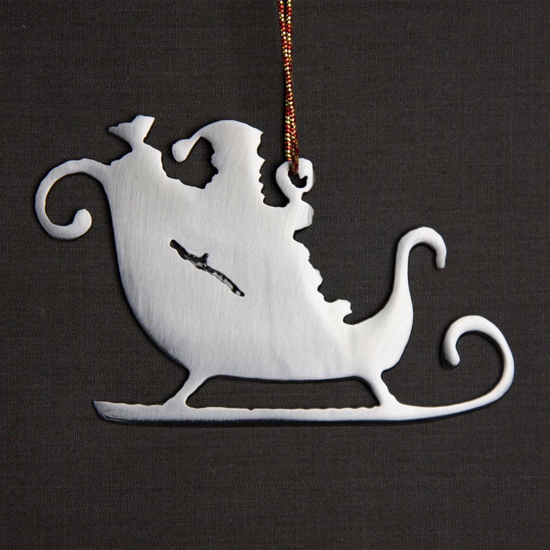 Metal Christmas Ornament, Santa Claus, Sleigh, Santa's Sleigh, Modern ...