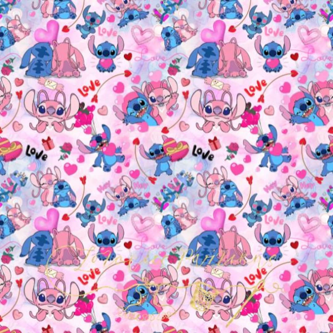 Cotton Stitch Love Print Fabric, Stitch Pattern Cotton Fabric, Quilting ...