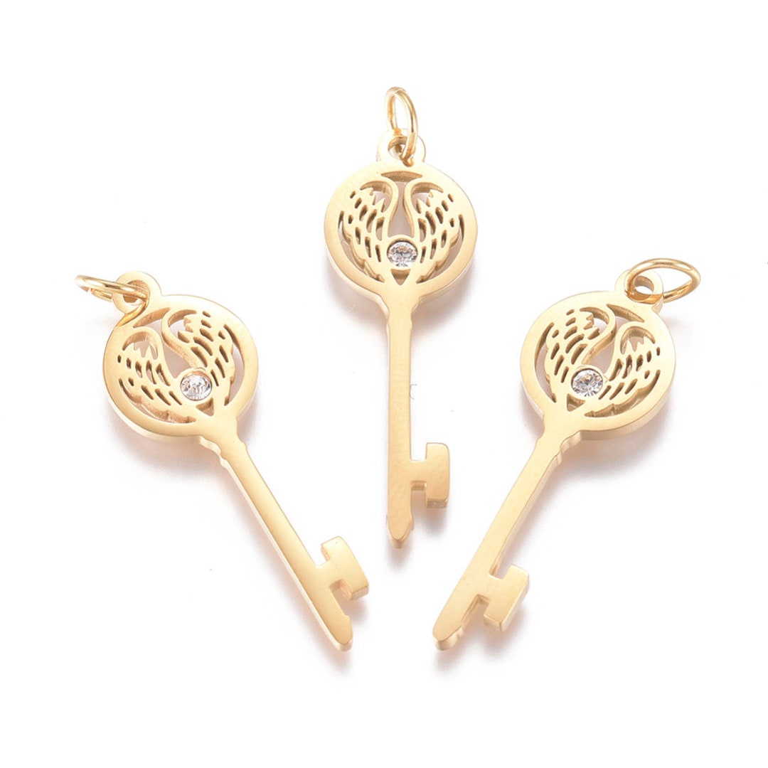 Real 18K Gold Plated Brass Micro Pave Clear Cubic Zirconia Key - Etsy