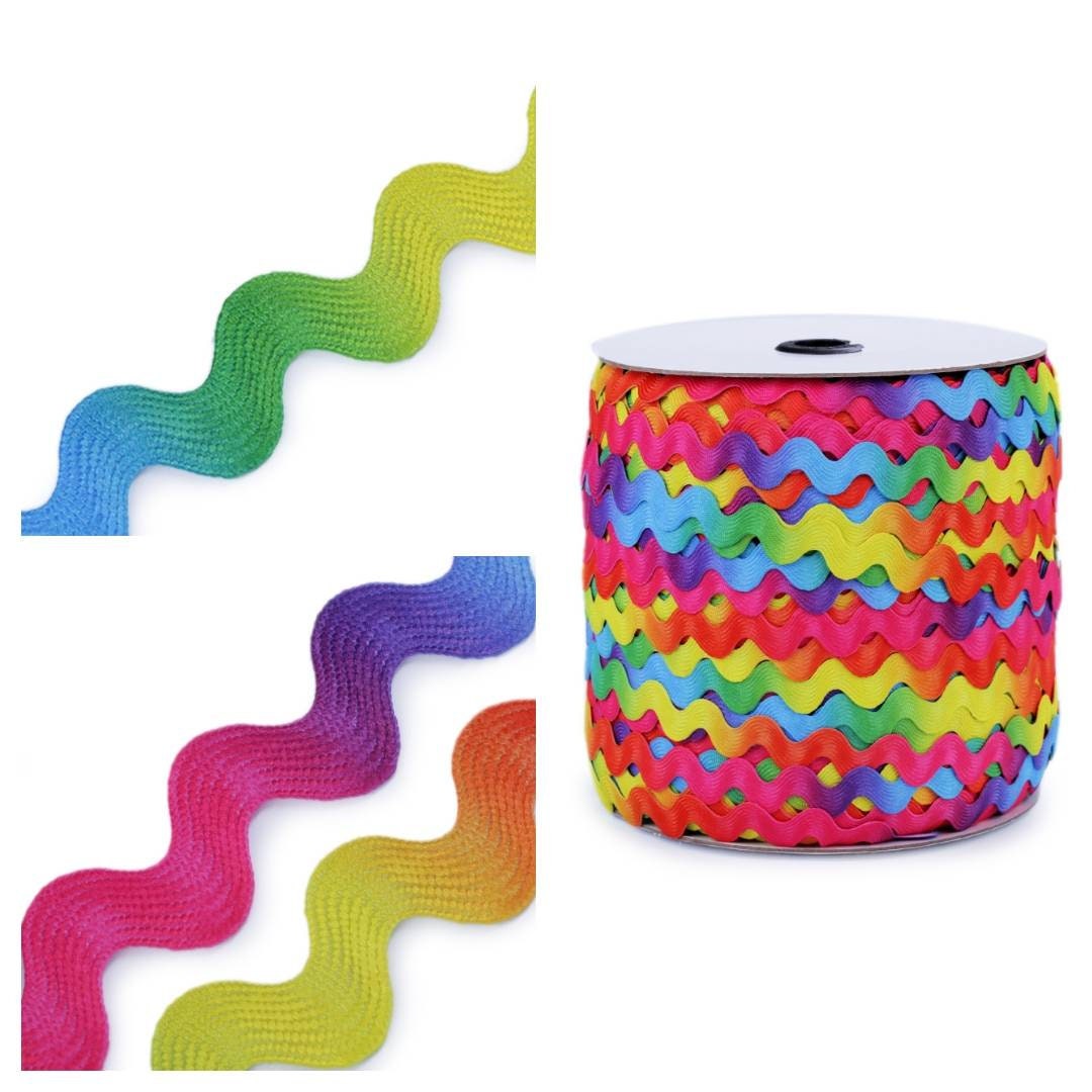 Rainbow Ric Rac Ribbon 10mm, Rainbow Ribbon 10mm, Rainbow Wave Ribbon ...