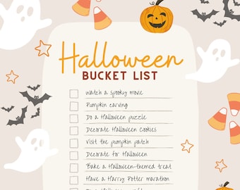 EDITABLE Halloween Bucket List, Fall Bucket List, Halloween Printable ...