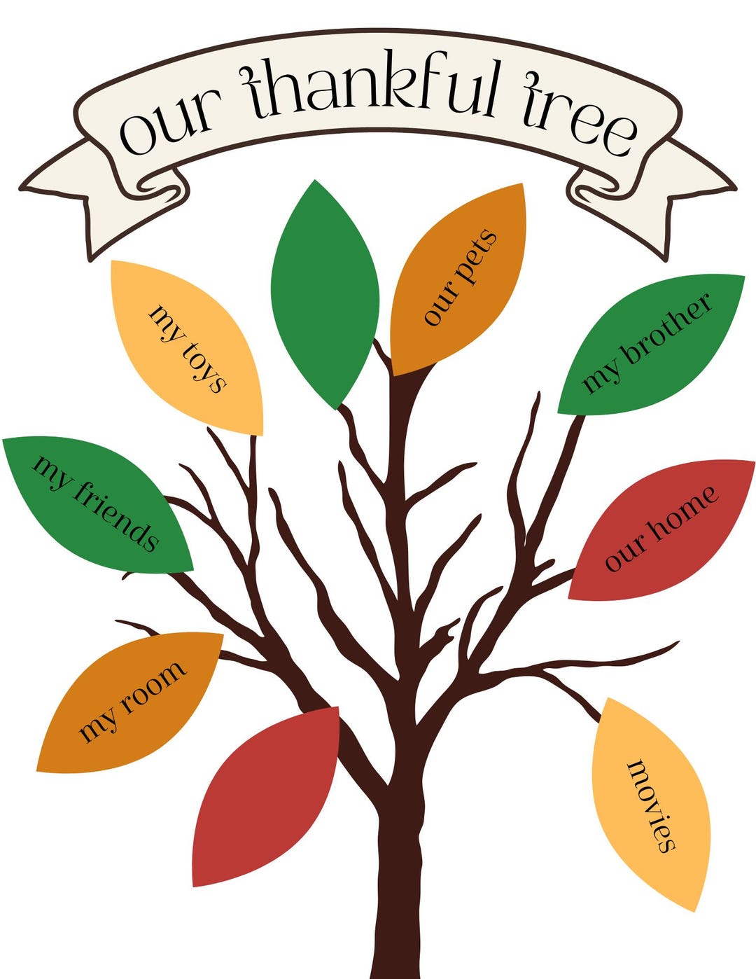 Printable Thanksgiving Gratitude Tree, Thankful Tree Craft, Classroom ...