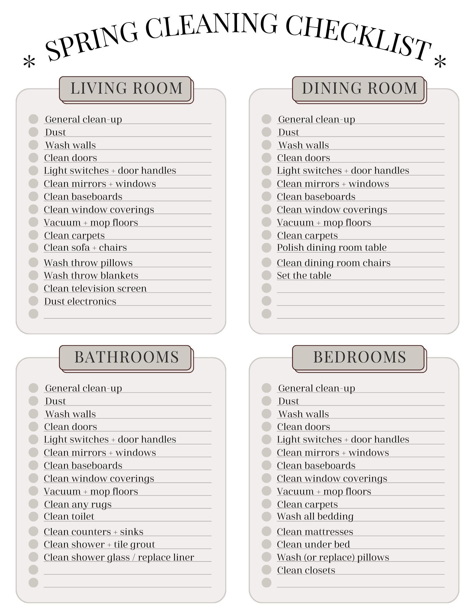 Printable Spring Cleaning Checklist – 4-page Home Refresh Planner - Etsy