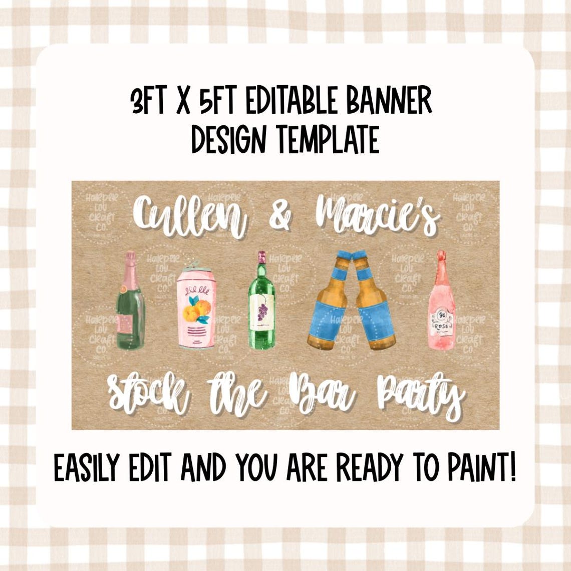 Editable Stock the Bar Banner, Canva Event Banner Template, Wedding ...