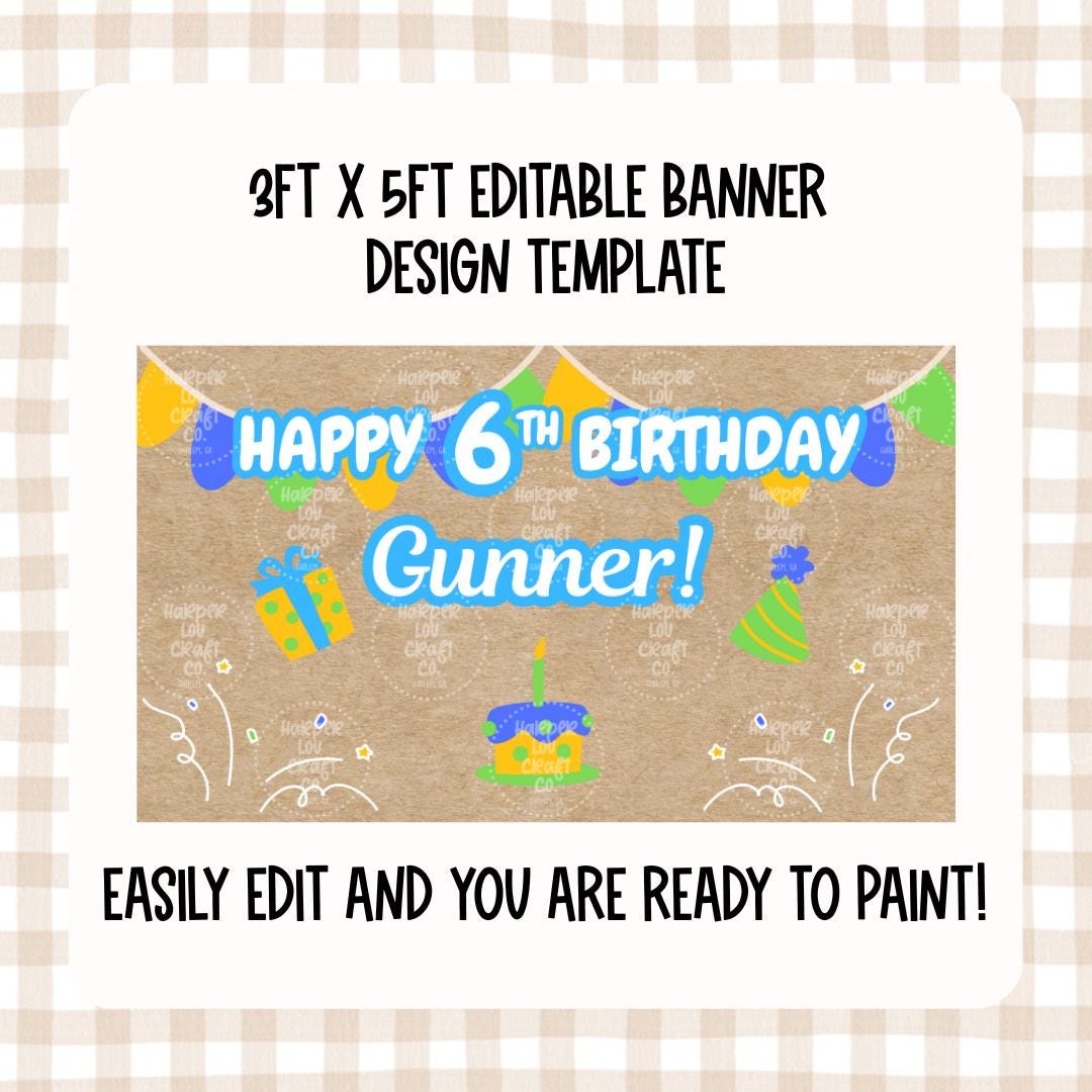 Editable Happy Birthday Banner, Canva Birthday Banner Template, Boy ...