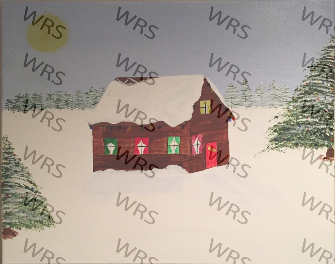 Christmas Snow Day Acrylic Painting - Etsy