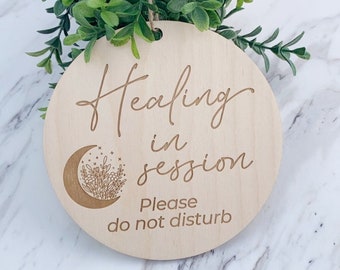 Therapy in Session Sign, Wood Engraved Round Door Sign, Esthetician ...