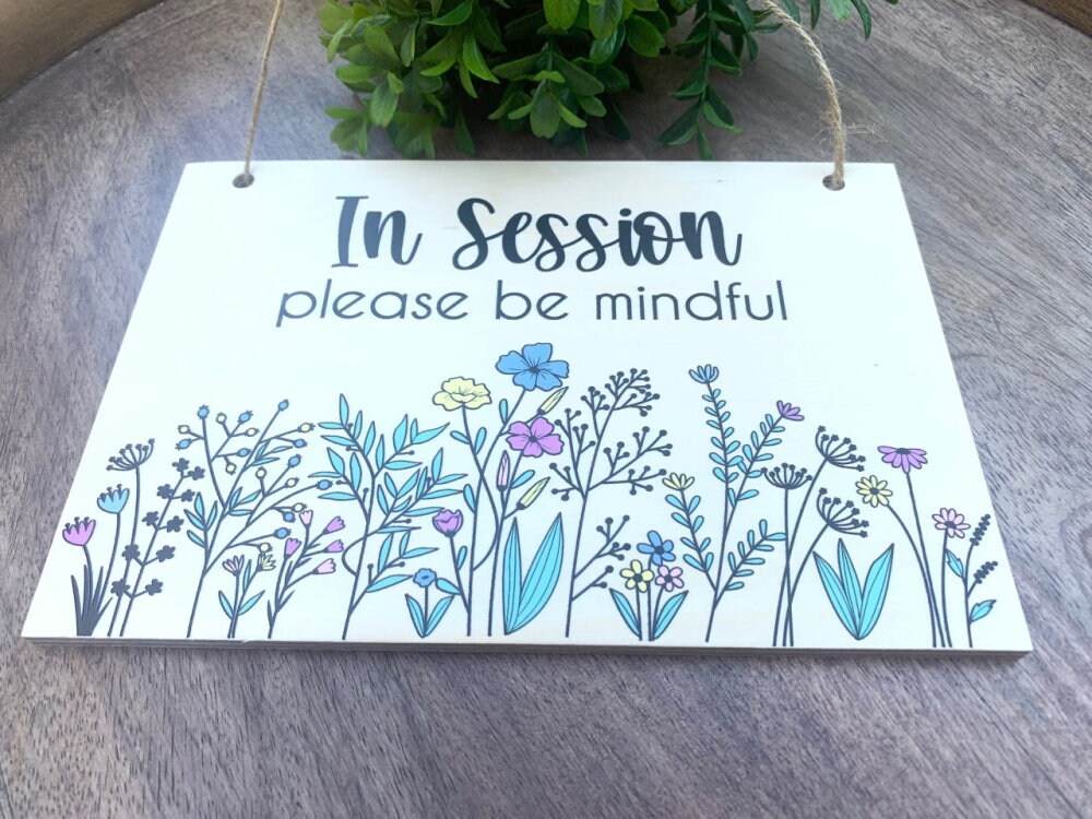 In Session Sign Please Be Mindful Wood Engraved Door Sign - Etsy
