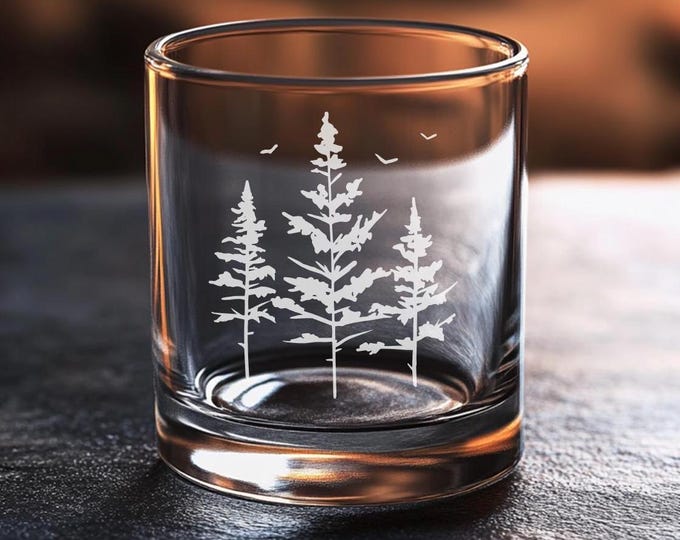 Sandblasted Glass With Trees, Father's Day Whiskey Rocks Glass ...