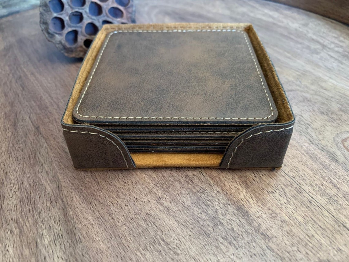 Coasters With Initials 3rd Anniversary Coasters Leatherette - Etsy