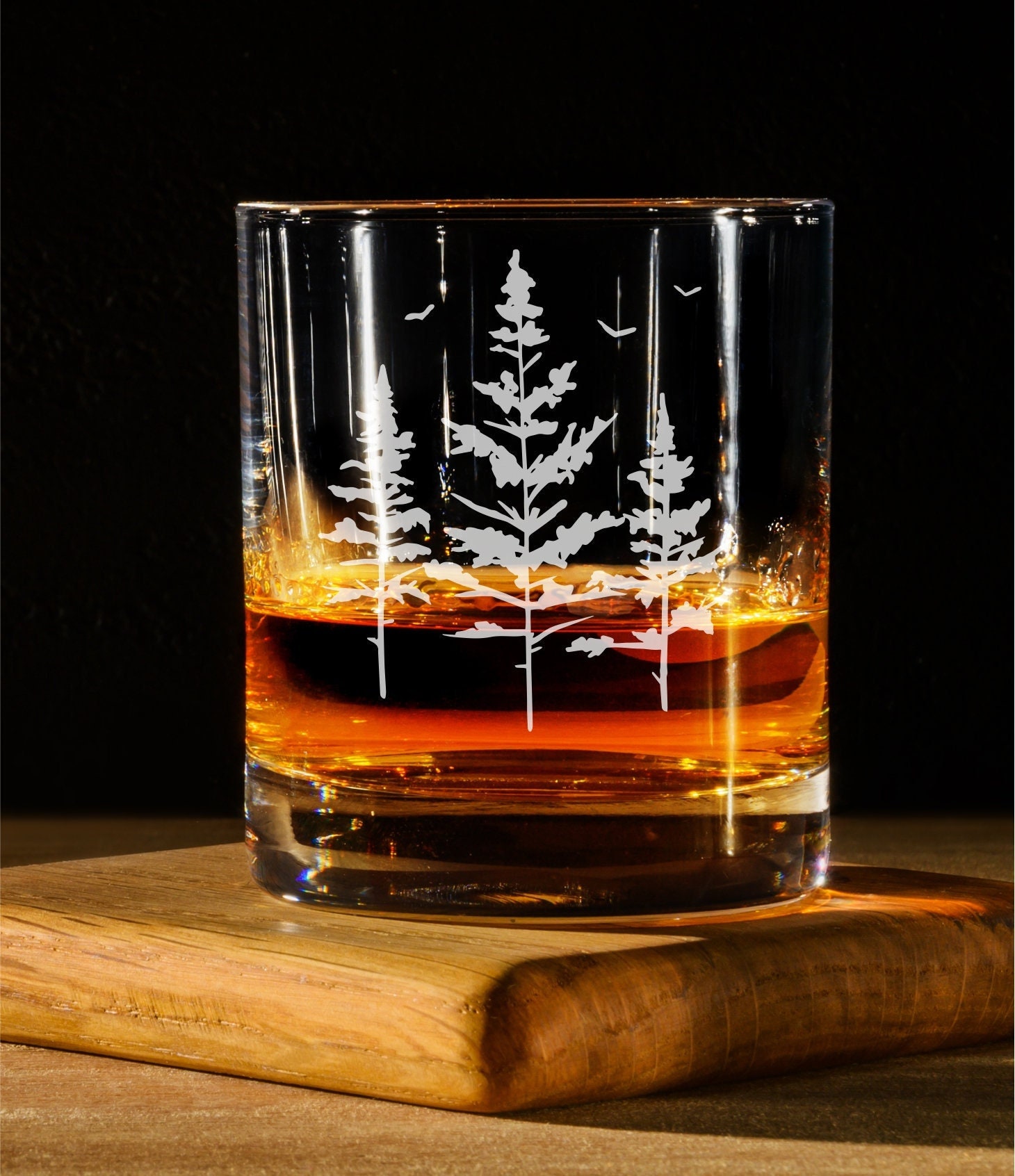 Sandblasted Glass With Trees Father's Day Whiskey Rocks - Etsy