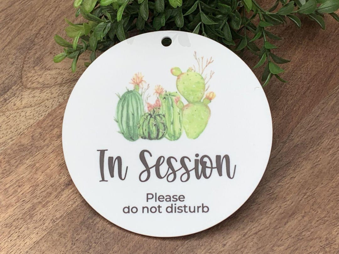 In Session Sign, Please Do Not Disturb, Cactus Door Hanger, Acrylic ...