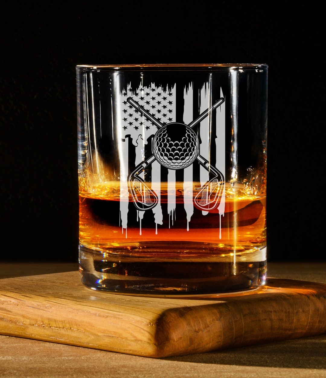Golf Whiskey Glass With Flag, Dad Golf Pint Glass, Sand Carved Beer Can ...