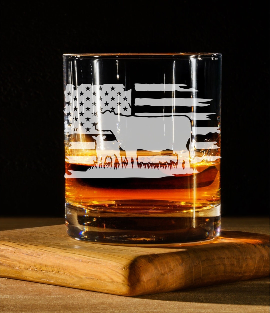 Cow Whiskey Glass, Farm Glassware, American Flag, Cattle Rancher Father ...