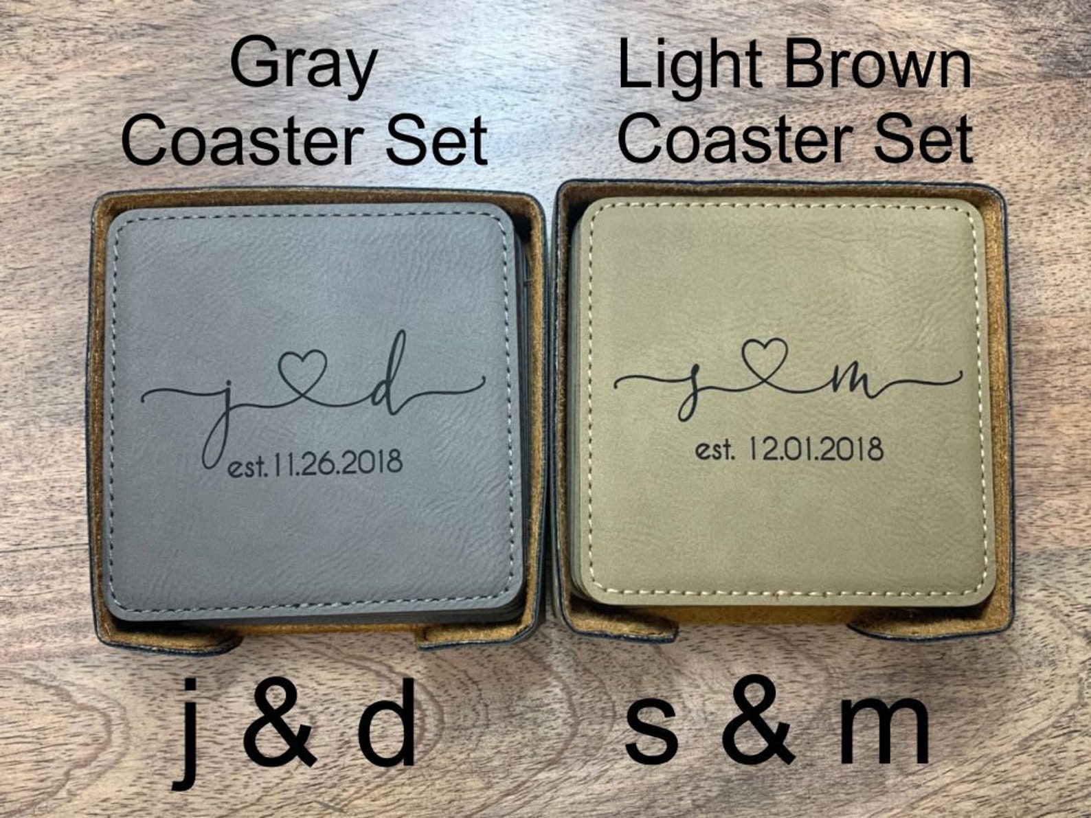 Coasters With Initials, 3rd Anniversary Coasters, Leatherette Coaster ...