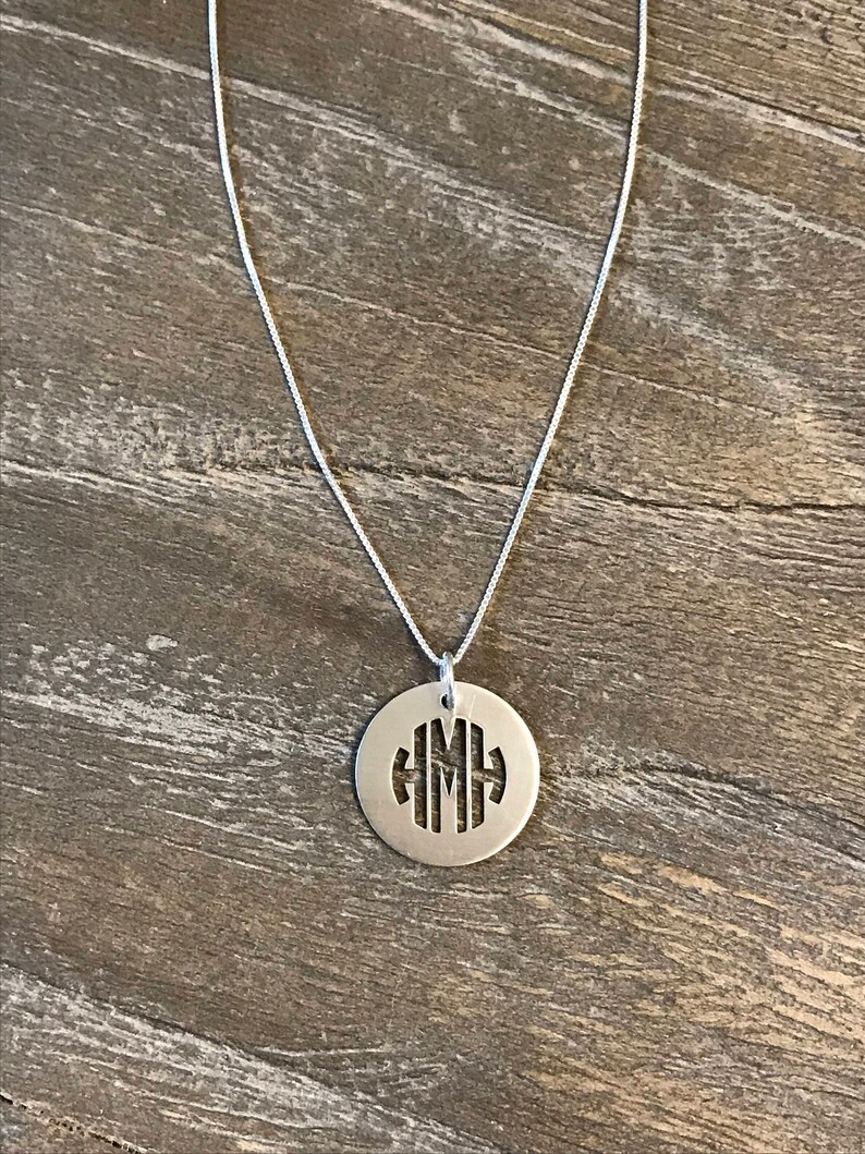 Monogram Necklace Silver Monogram Necklace Custom Monogram | Etsy