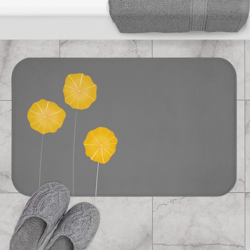 Yellow Flowers Bath Mat Wild Floral Minimalist Bath Mats - Etsy