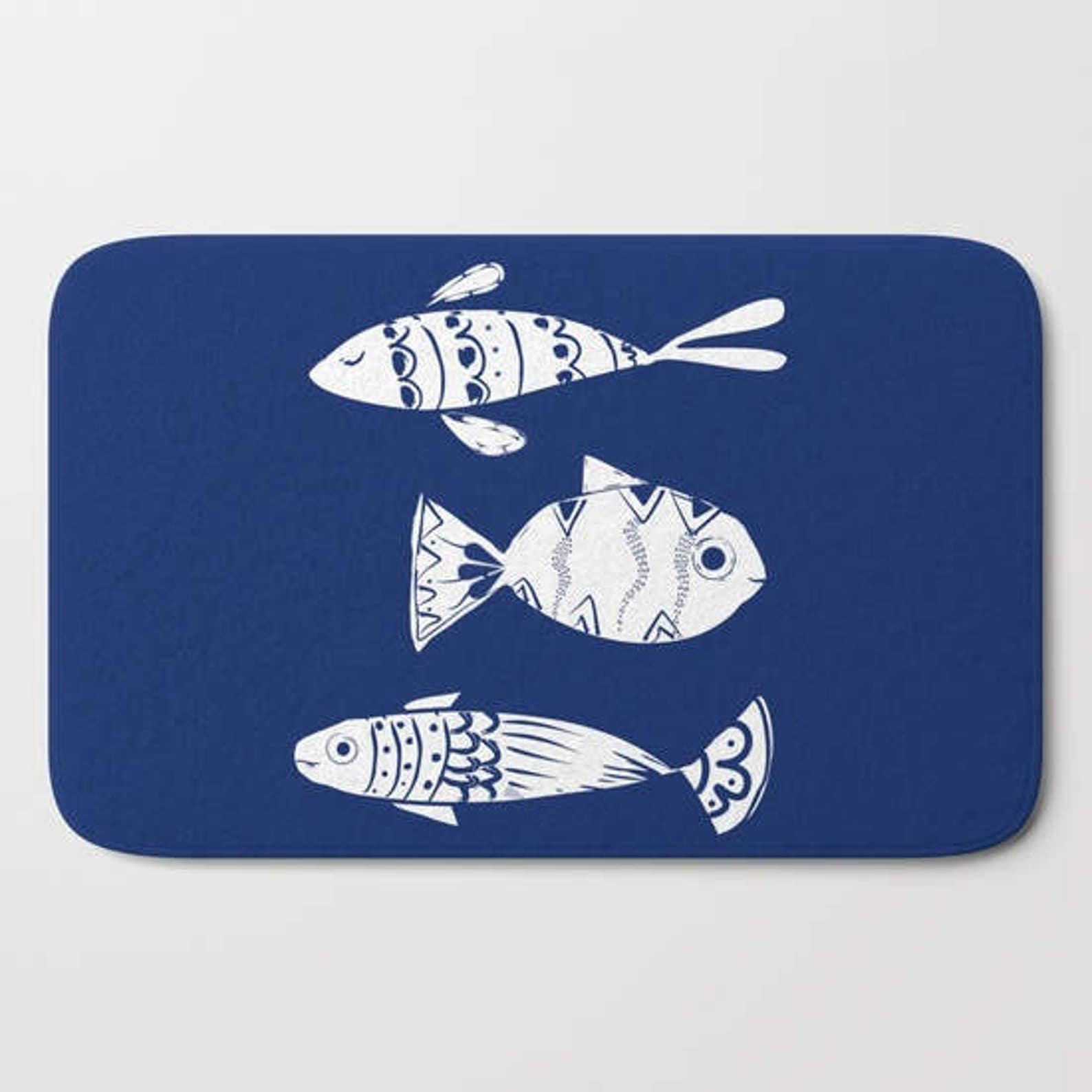 Nautical Fishes Bath Mat Personalized Small Large Bathroom - Etsy