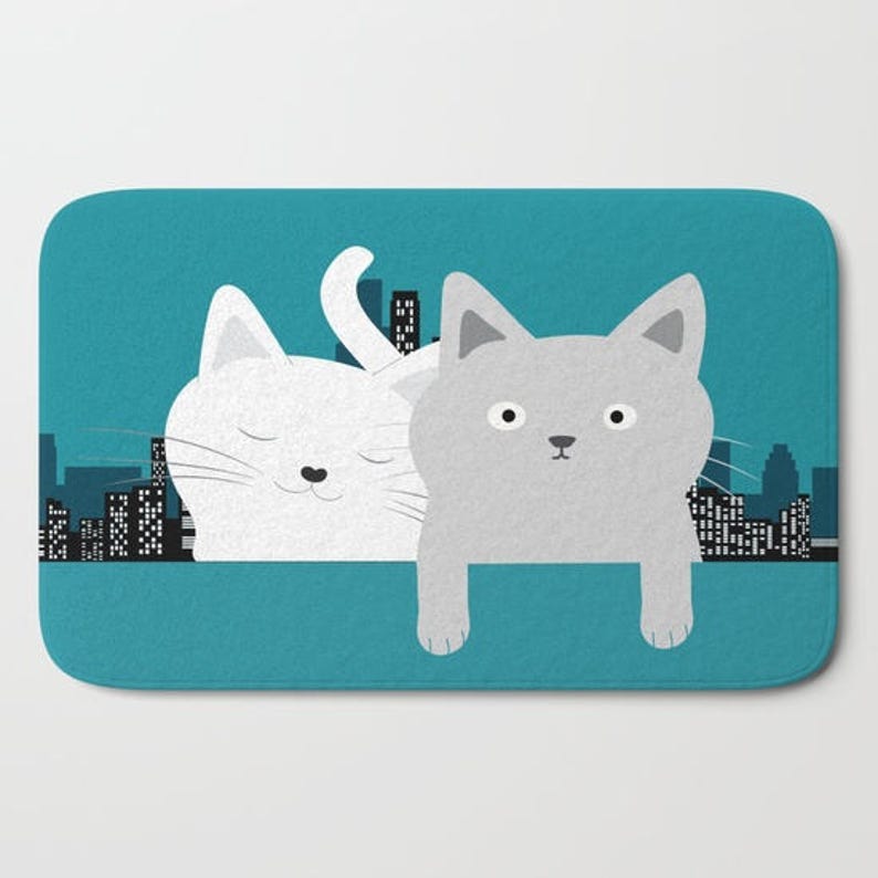 Cats Rug Bath Mat Bathroom Personalized Kittens Play Gift for - Etsy