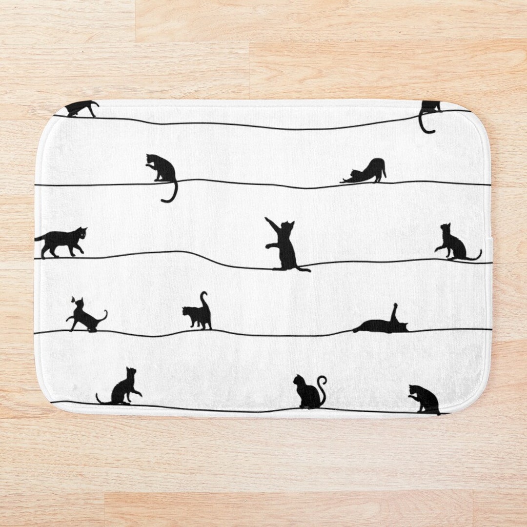 Cat Bath Mat Black Cat Bath Mat Personalized Name Cat - Etsy