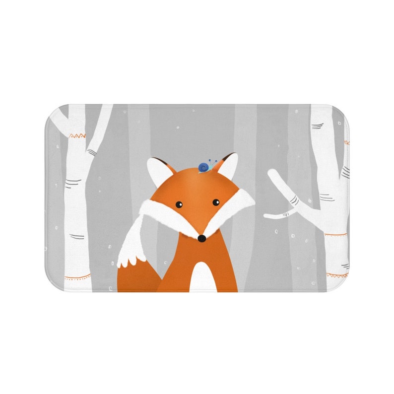 Fox Bath Mat Woodland Forest Funny Animals Absorvent Non - Etsy