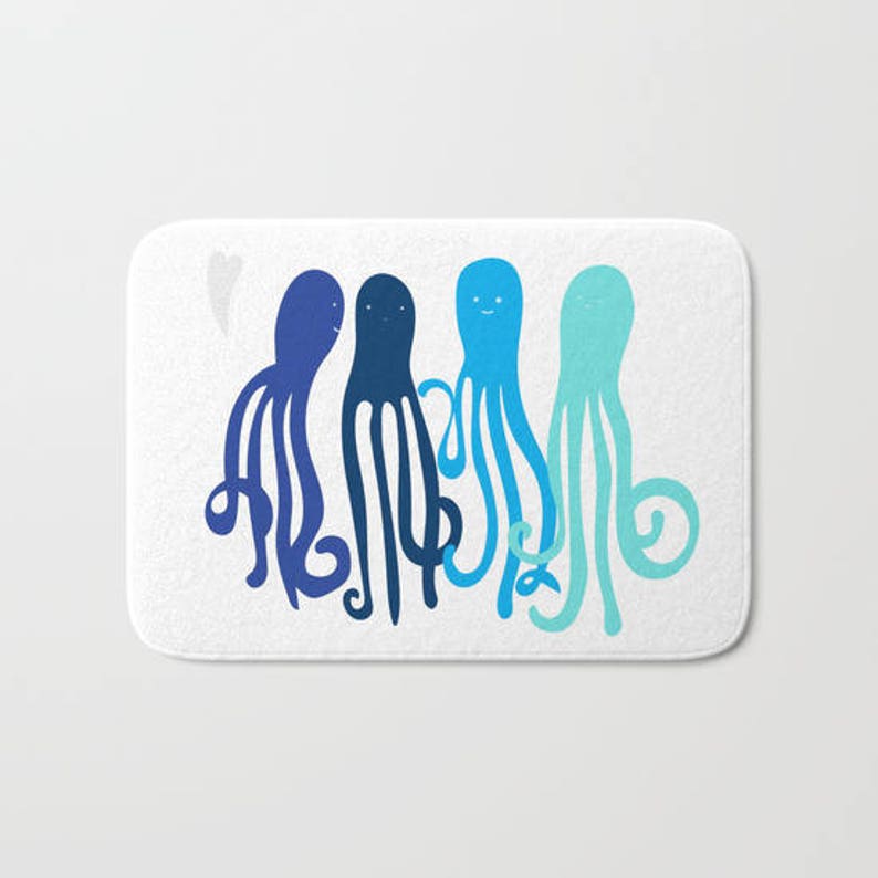 Nautical Octopus Bath Mat Personalized Small Large Tentacles - Etsy